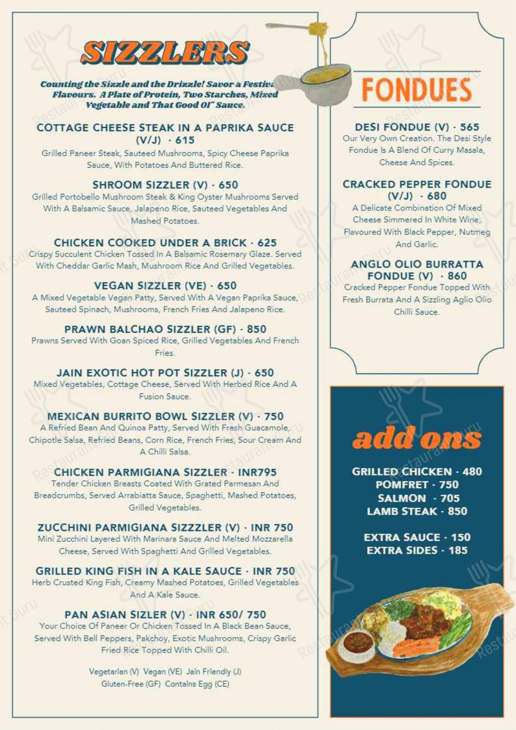 Menu at Anglo Indian Cafe, Lonavala