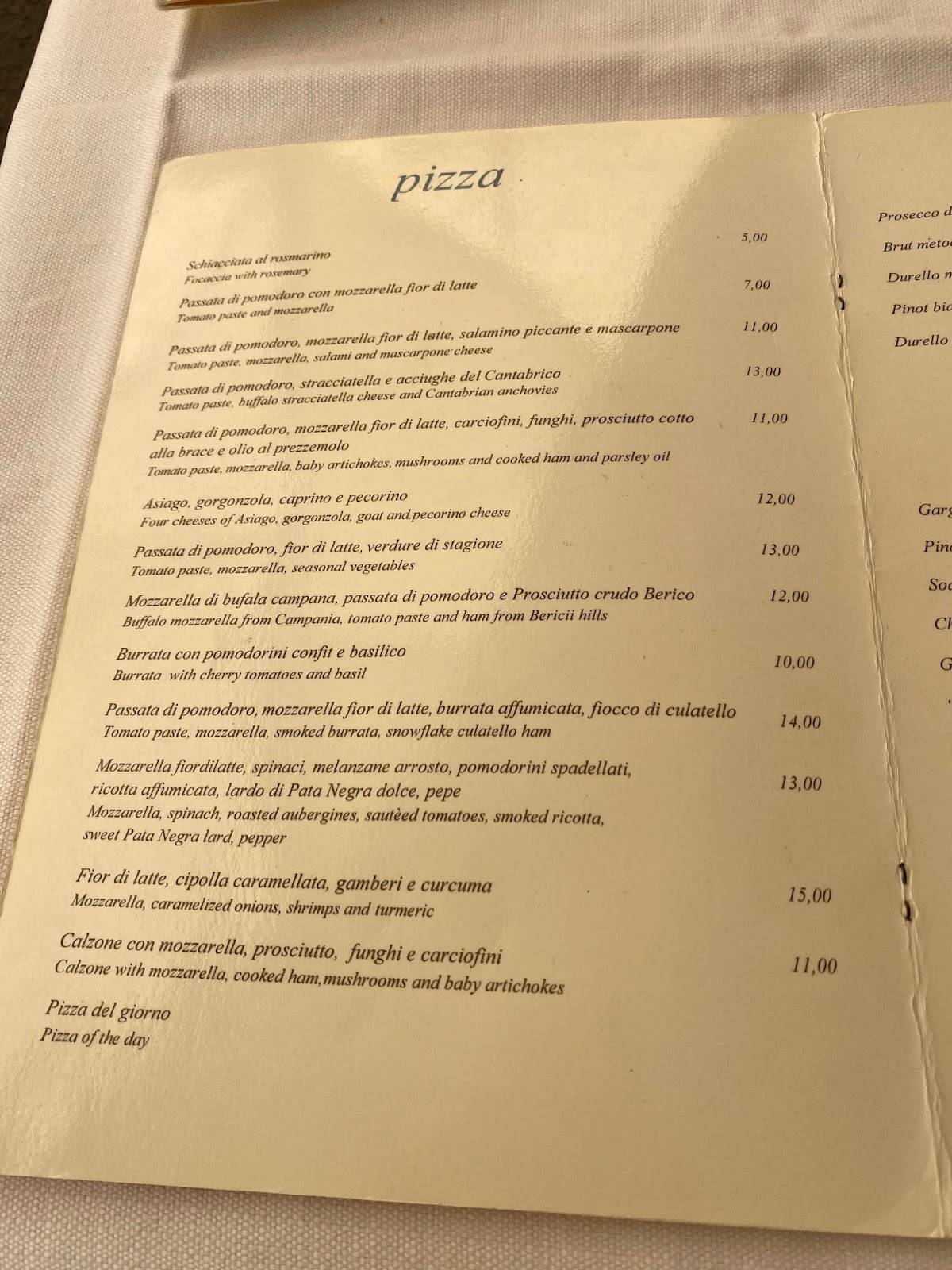 Menu da Angolo Palladio ristorante, Vicenza