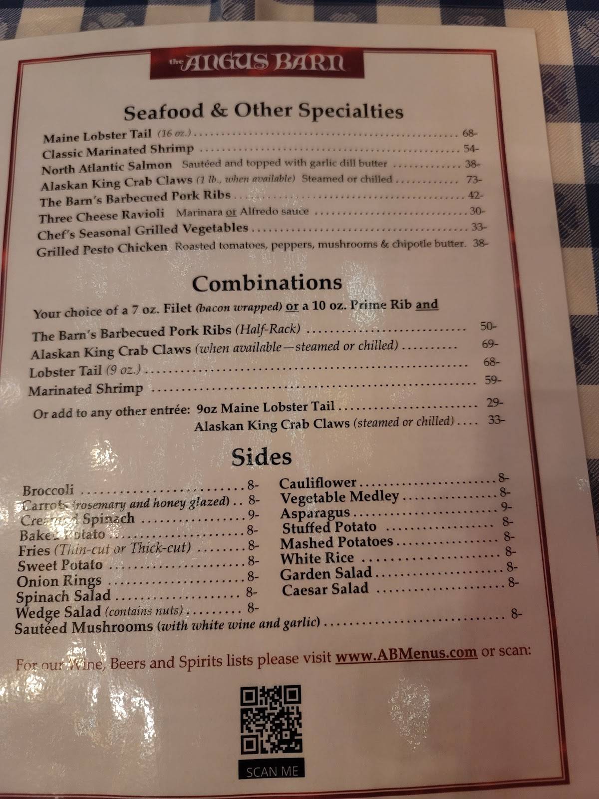 Menu at Angus Barn, Raleigh, Glenwood Ave