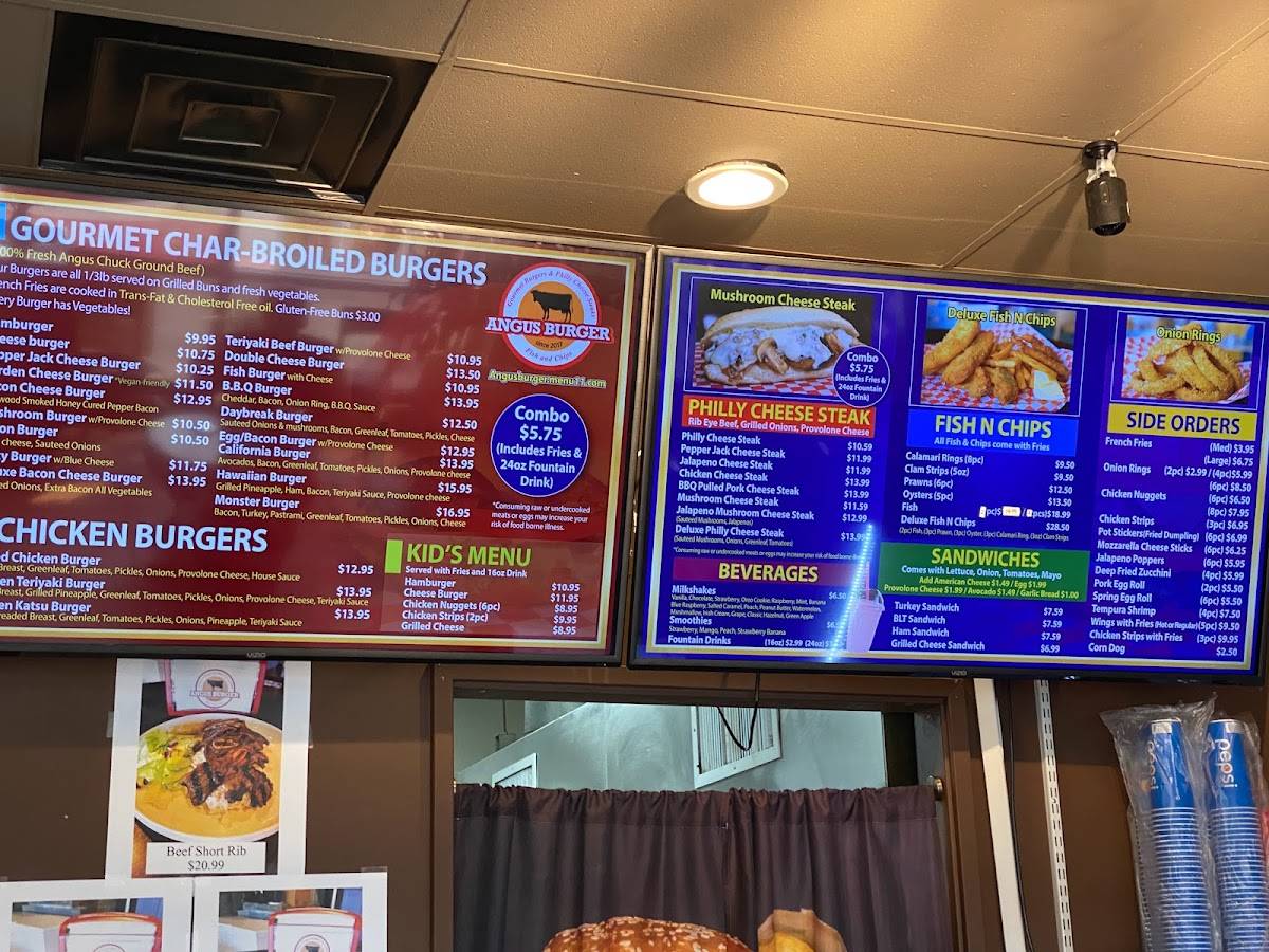Menu at Angus Burger restaurant, Snohomish