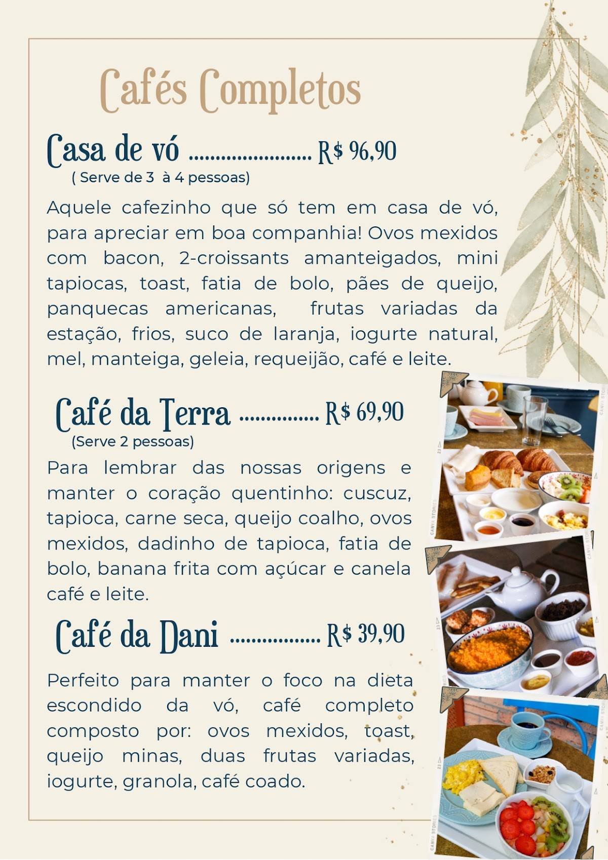 Menu at Anízia Café, Águas Claras
