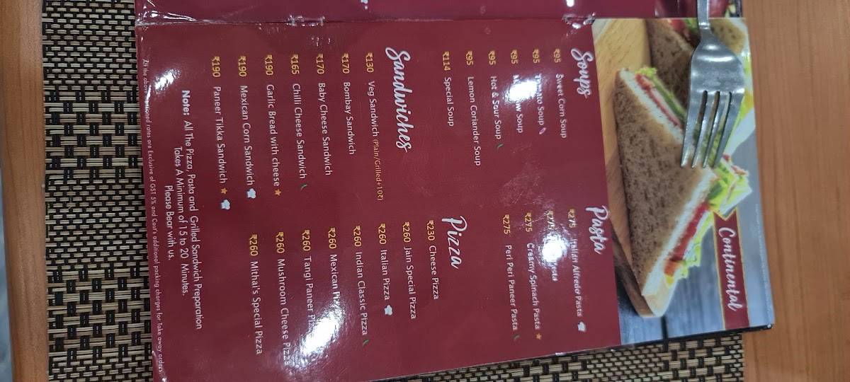 Menu at Annapoorna Mithai, Madurai, 12/2