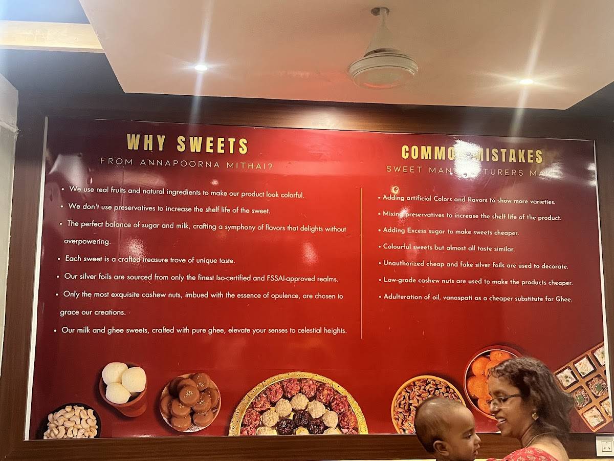 Menu at Annapoorna Mithai, Madurai, 12/2