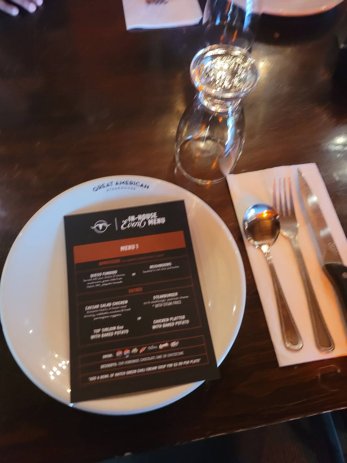 Menu at Great American Steakhouse, Vinton, 600 Valley Chili Rd