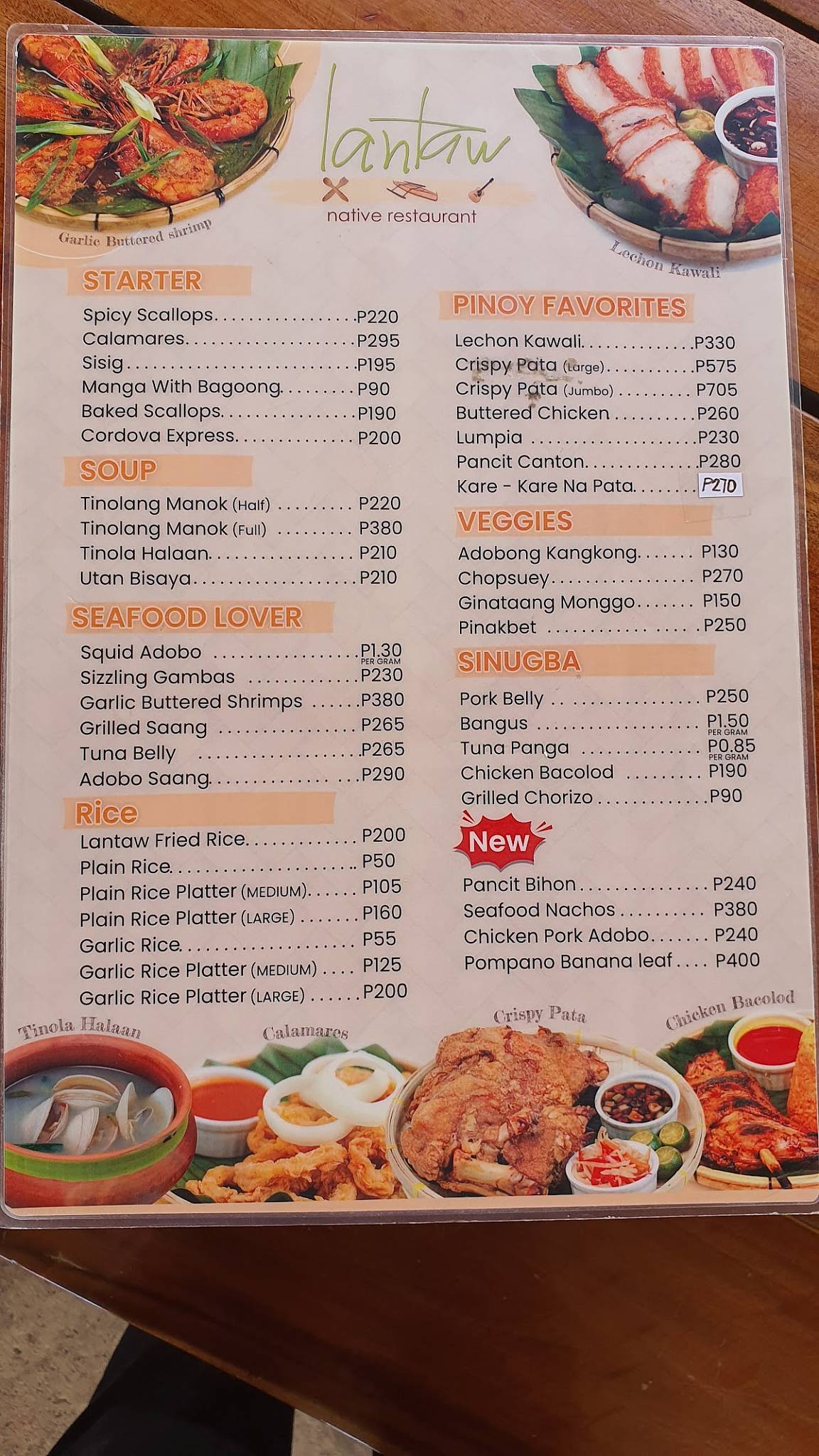 Menu at Lantaw Il Corso restaurant, Talisay City, Cebu South Coastal Rd