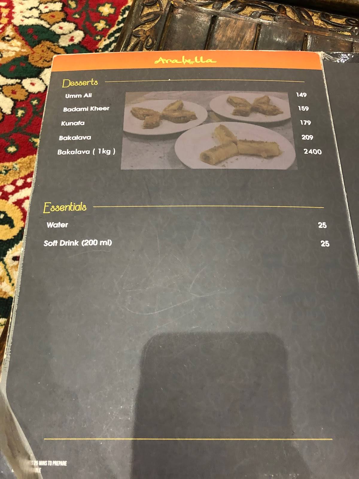 Menu at Arabella House Of Arabic & Lebanese Cuisine, Hyderabad