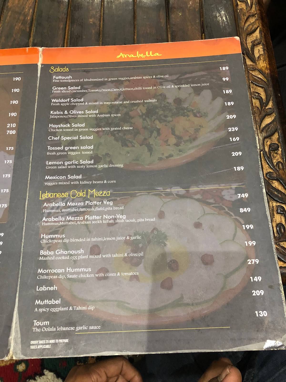Menu at Arabella House Of Arabic & Lebanese Cuisine, Hyderabad
