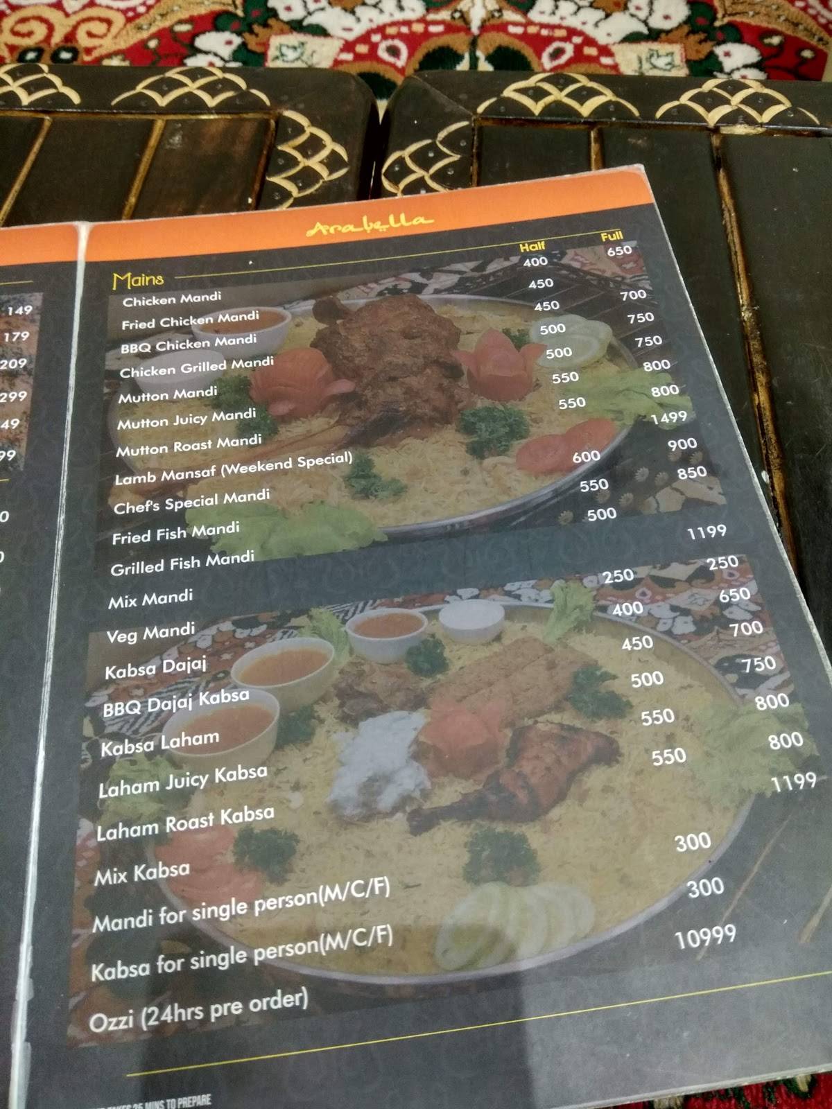 Menu at Arabella House Of Arabic & Lebanese Cuisine, Hyderabad