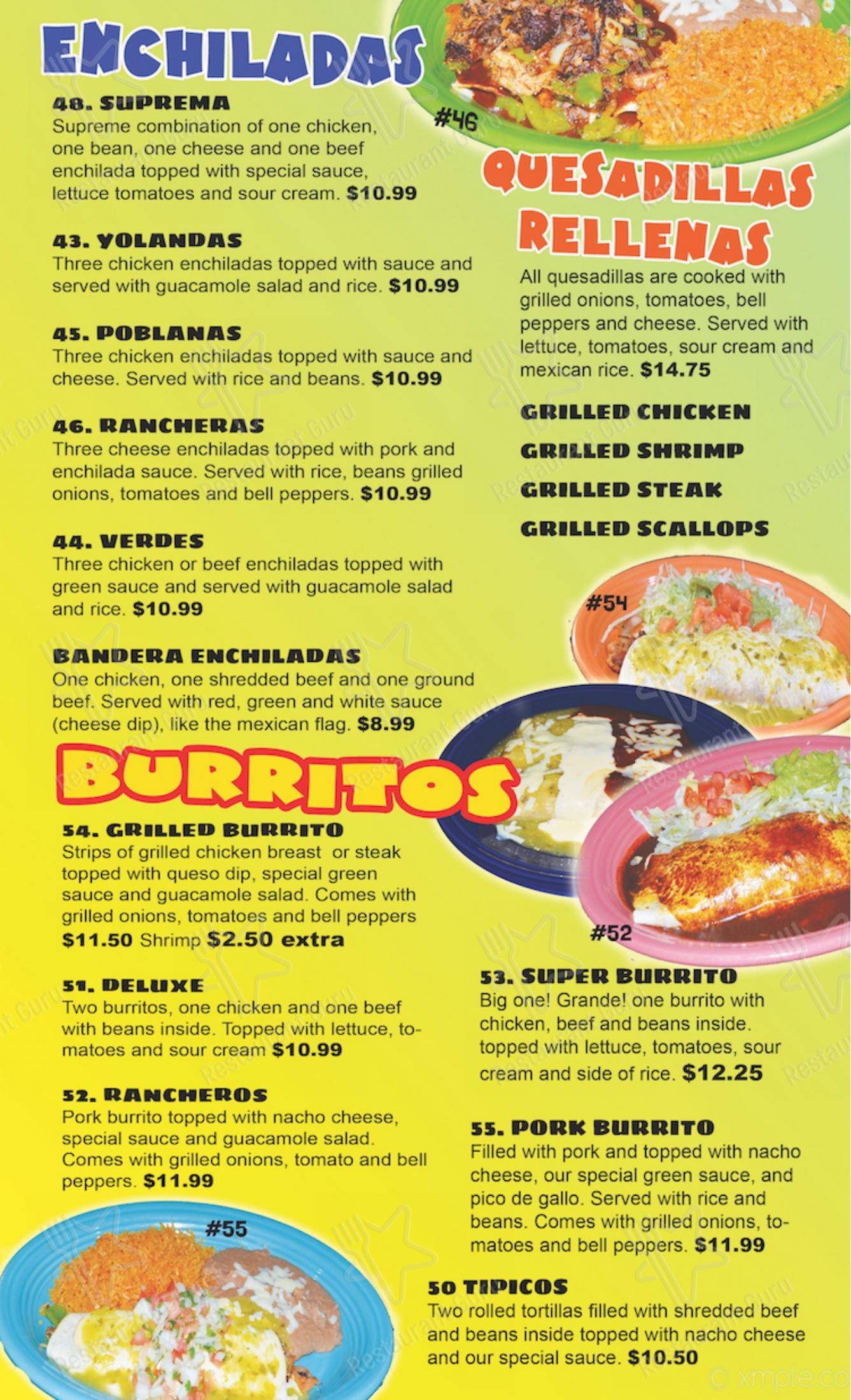 Menu at Casa Vieja restaurant, Archbold