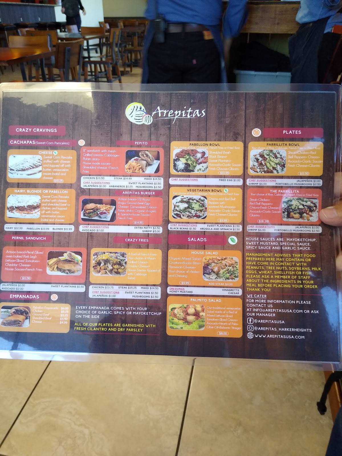 Menu at Arepitas (Harker Heights) restaurant, Harker Heights, 440 E ...