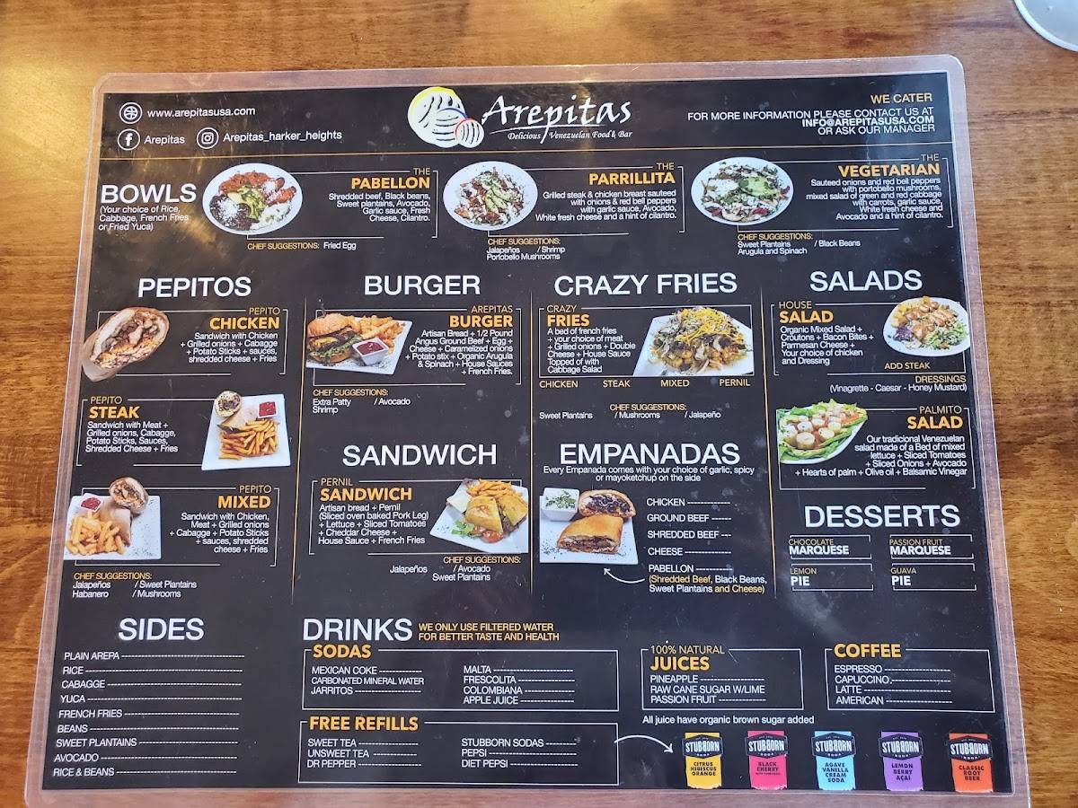 Menu at Arepitas (Harker Heights) restaurant, Harker Heights, 440 E ...