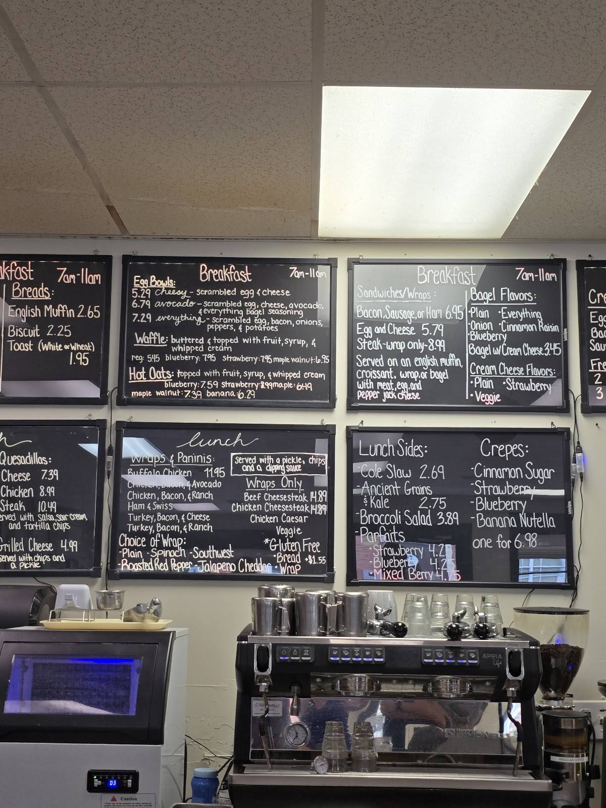 Menu at Arise Cafe, Wellsboro