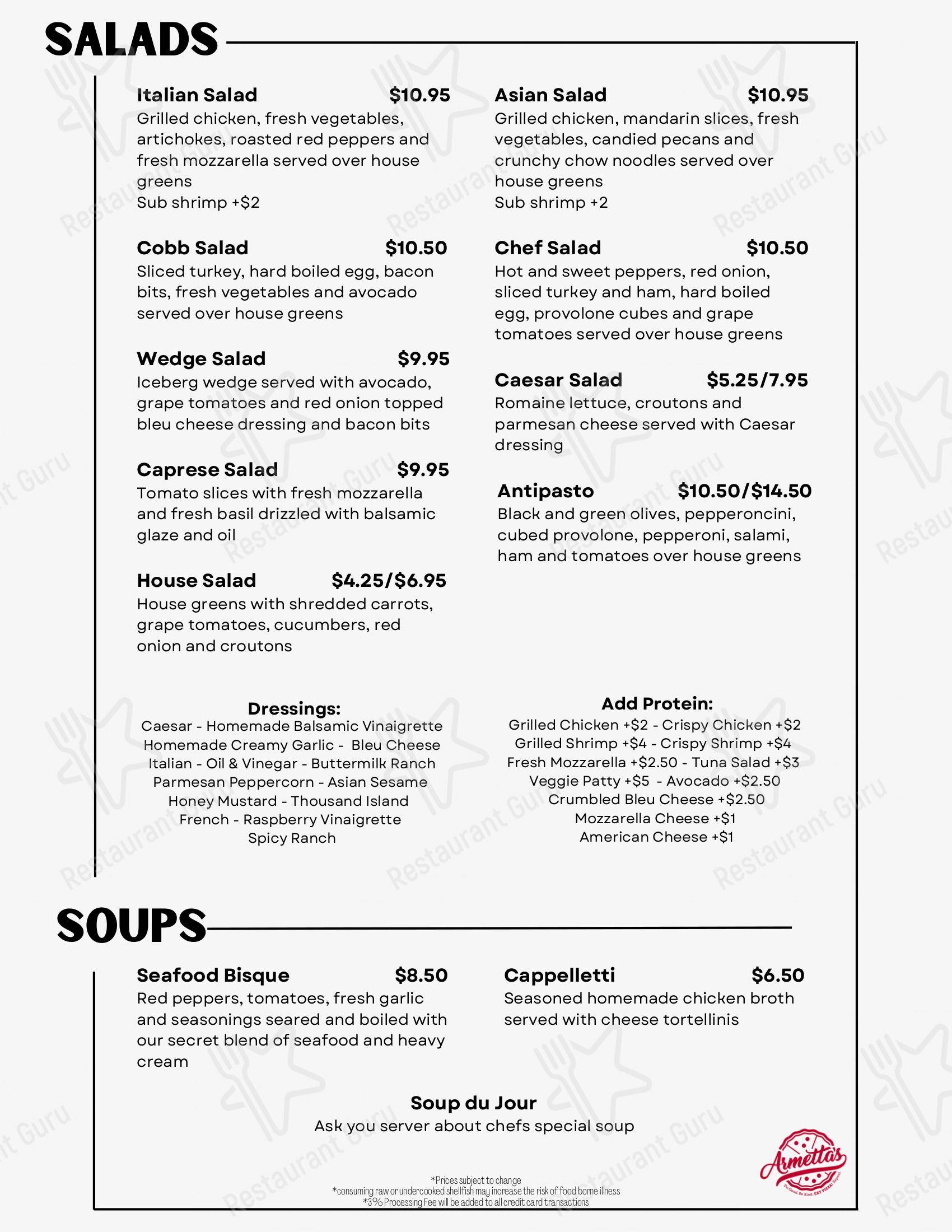 Menu at Armetta's Restaurant & Pizza, Clarks Summit