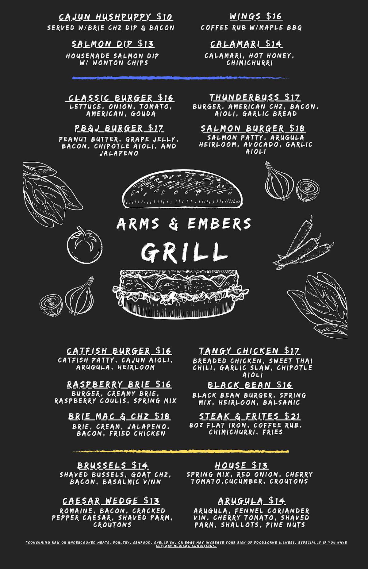 Menu at Arms & Embers Grill pub & bar, Grand Ledge