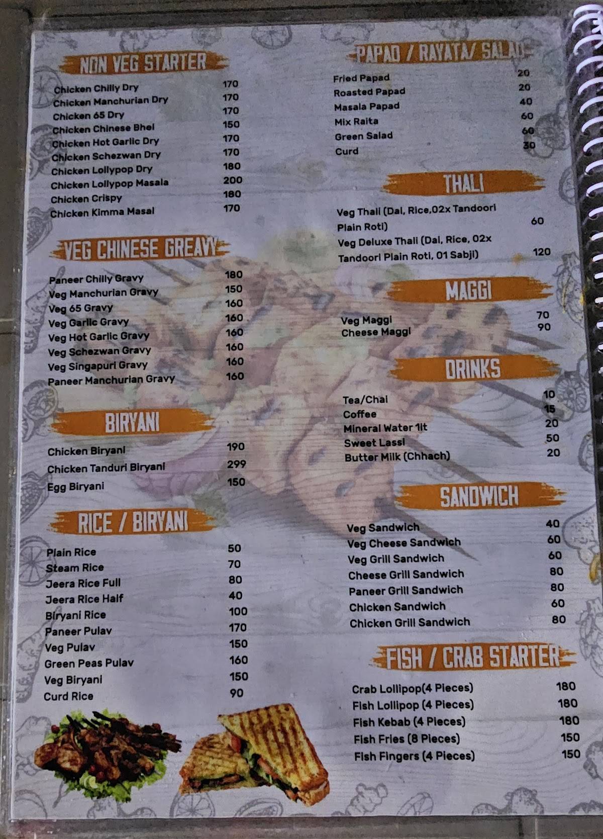 Menu at Army Canteen, Pune