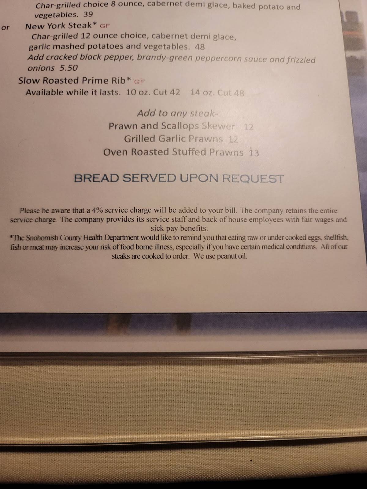 Menu at Arnies Restaurant Edmonds, Edmonds