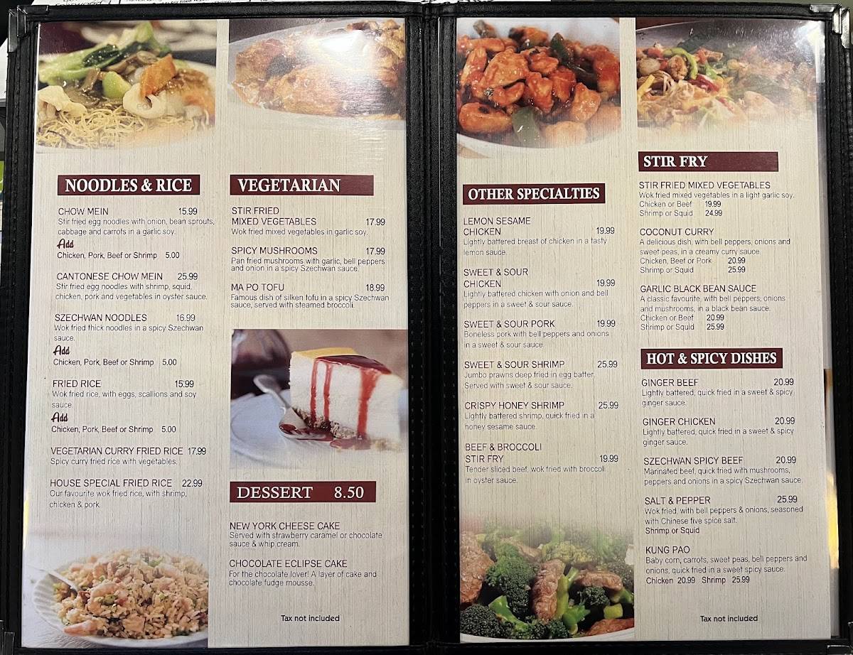 Menu at Arrowana Restaurant, Sparwood