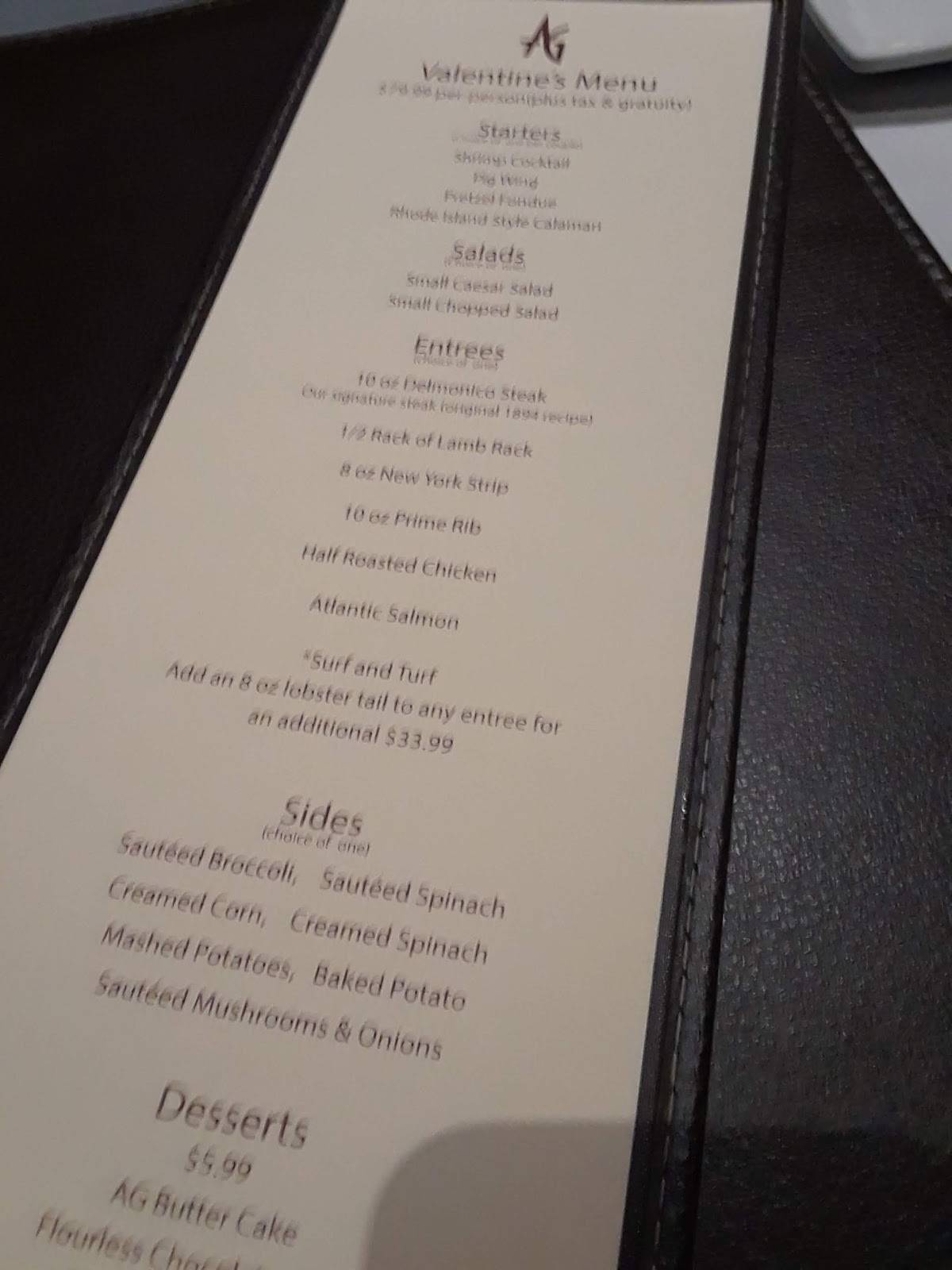 Menu at Arrowhead Grill steakhouse, Glendale