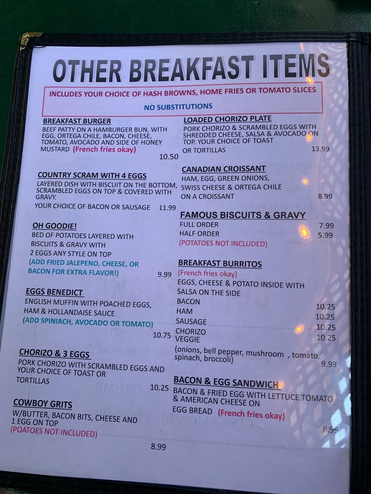 Menu at Arthur's Restaurant, Mentone