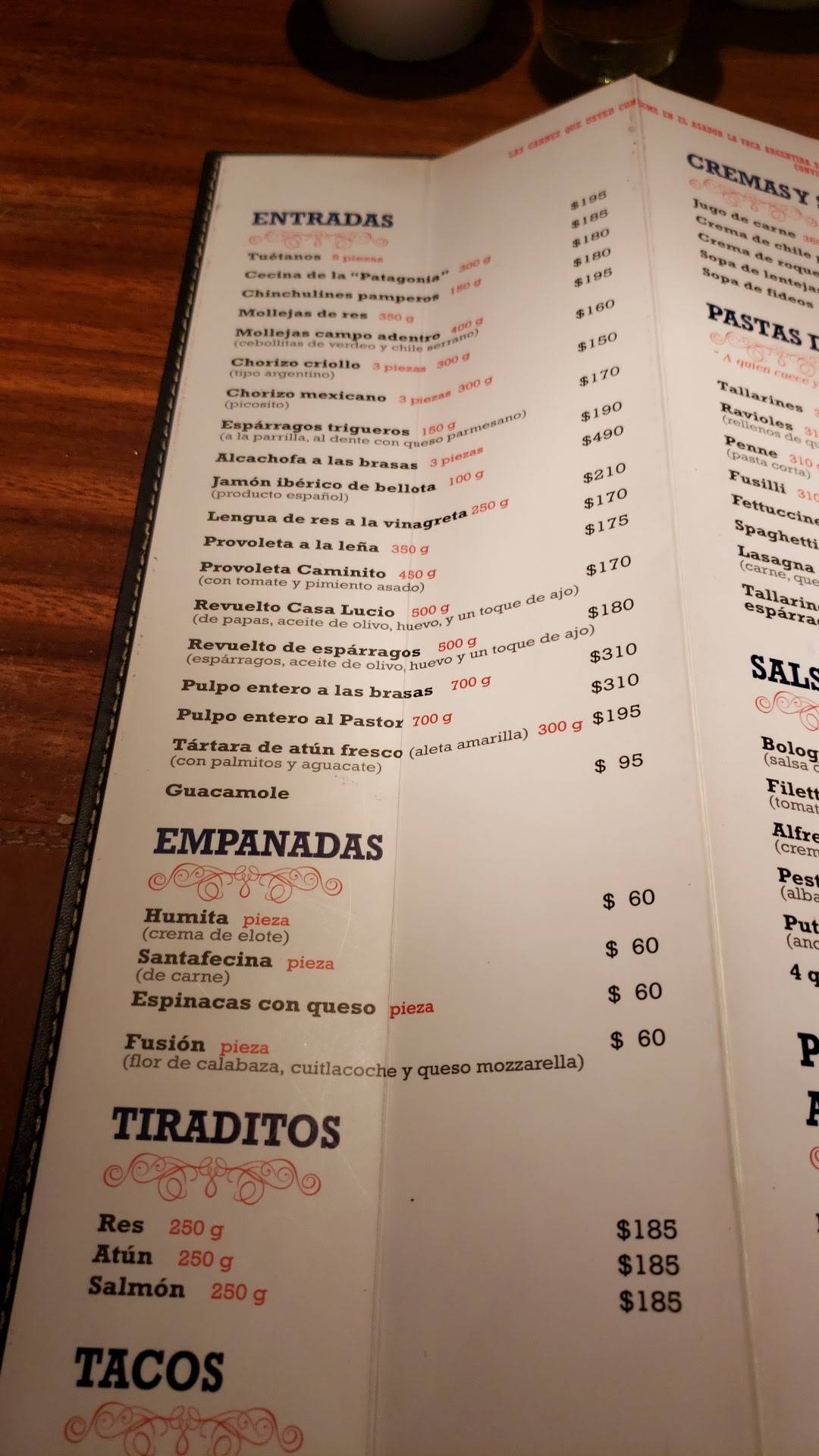 Carta del restaurante ASADOR LA VACA ARGENTINA, Monterrey, Av. Benito ...