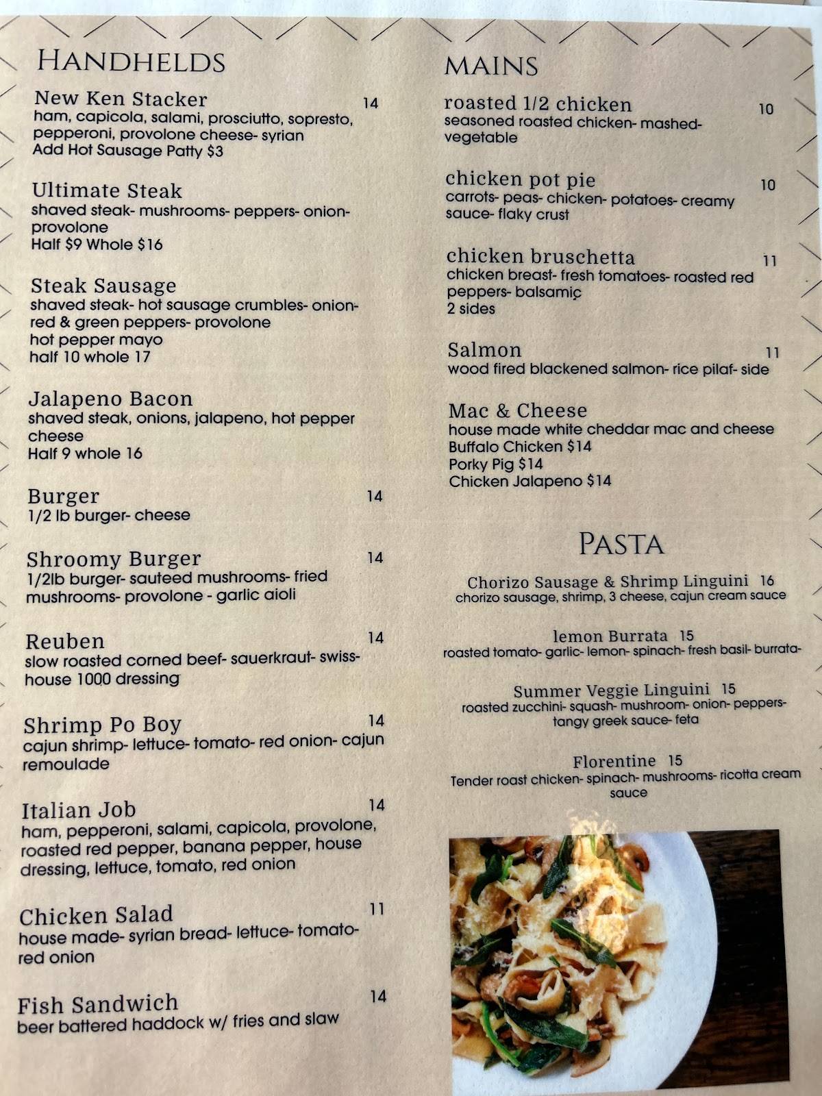 Menu at The Beermuda restaurant, New Kensington