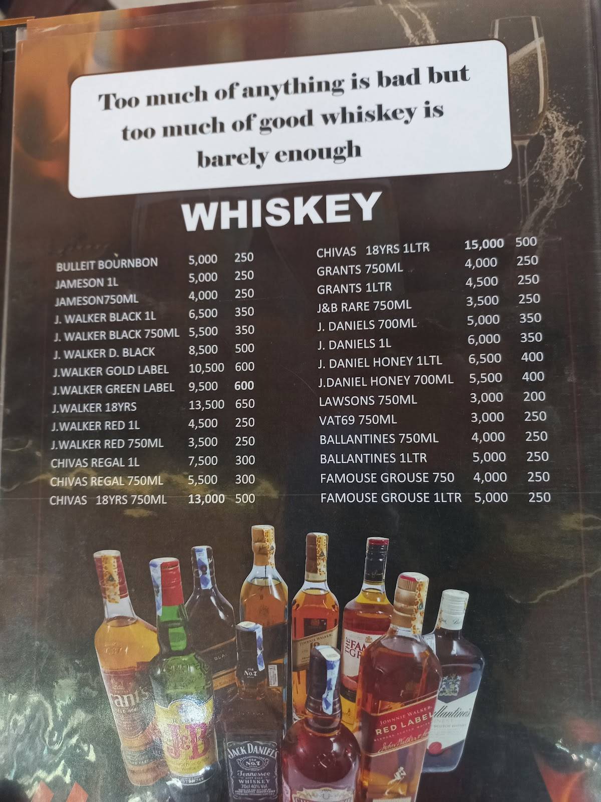 Menu at Ashaki Grill restaurant, Nairobi