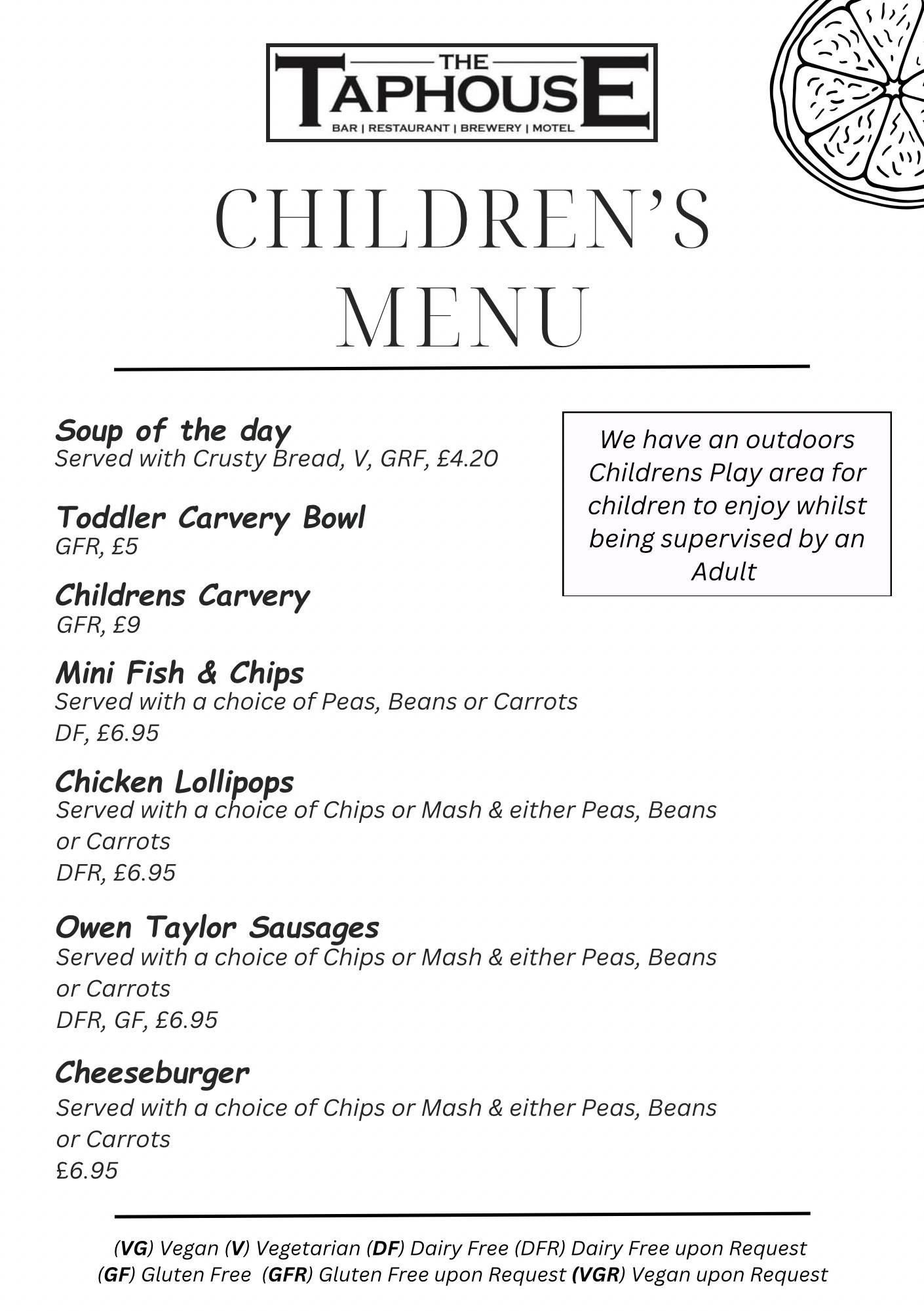 Menu at The Tap House Bar & Restaurant, Ashby-de-la-Zouch