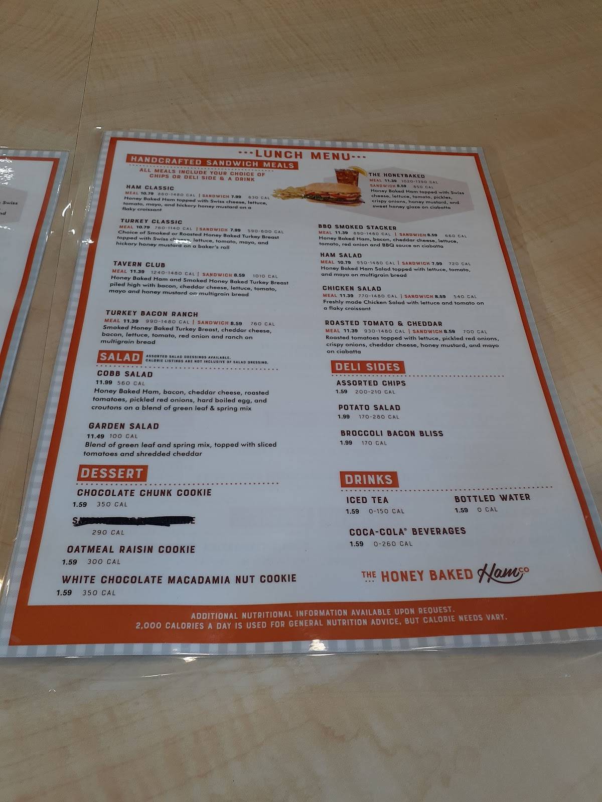 Menu at The Honey Baked Ham Company restaurant, Green Bay
