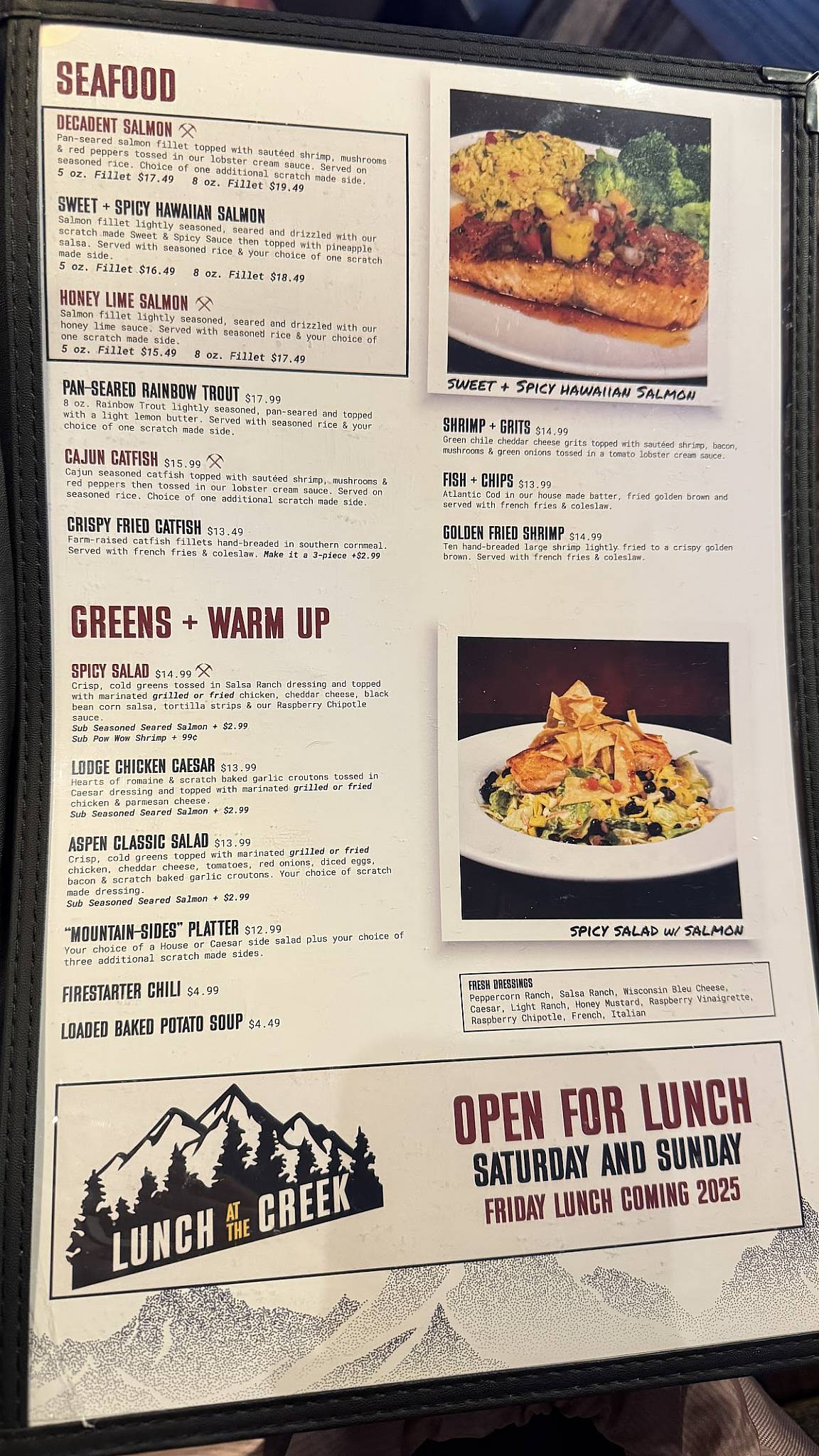 Menu at Aspen Creek Grill restaurant, Greenwood
