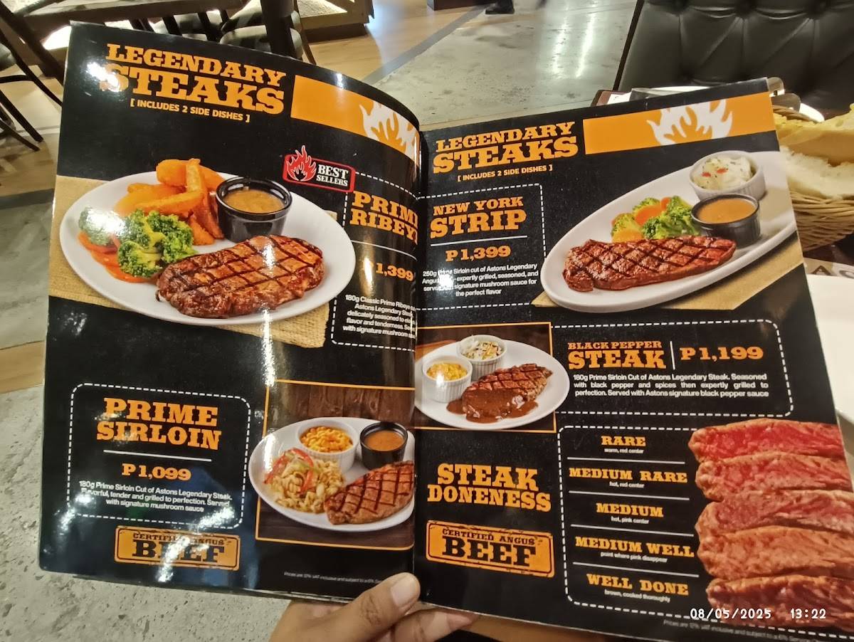 Menu at Astons Philippines - TriNoma restaurant, Quezon City