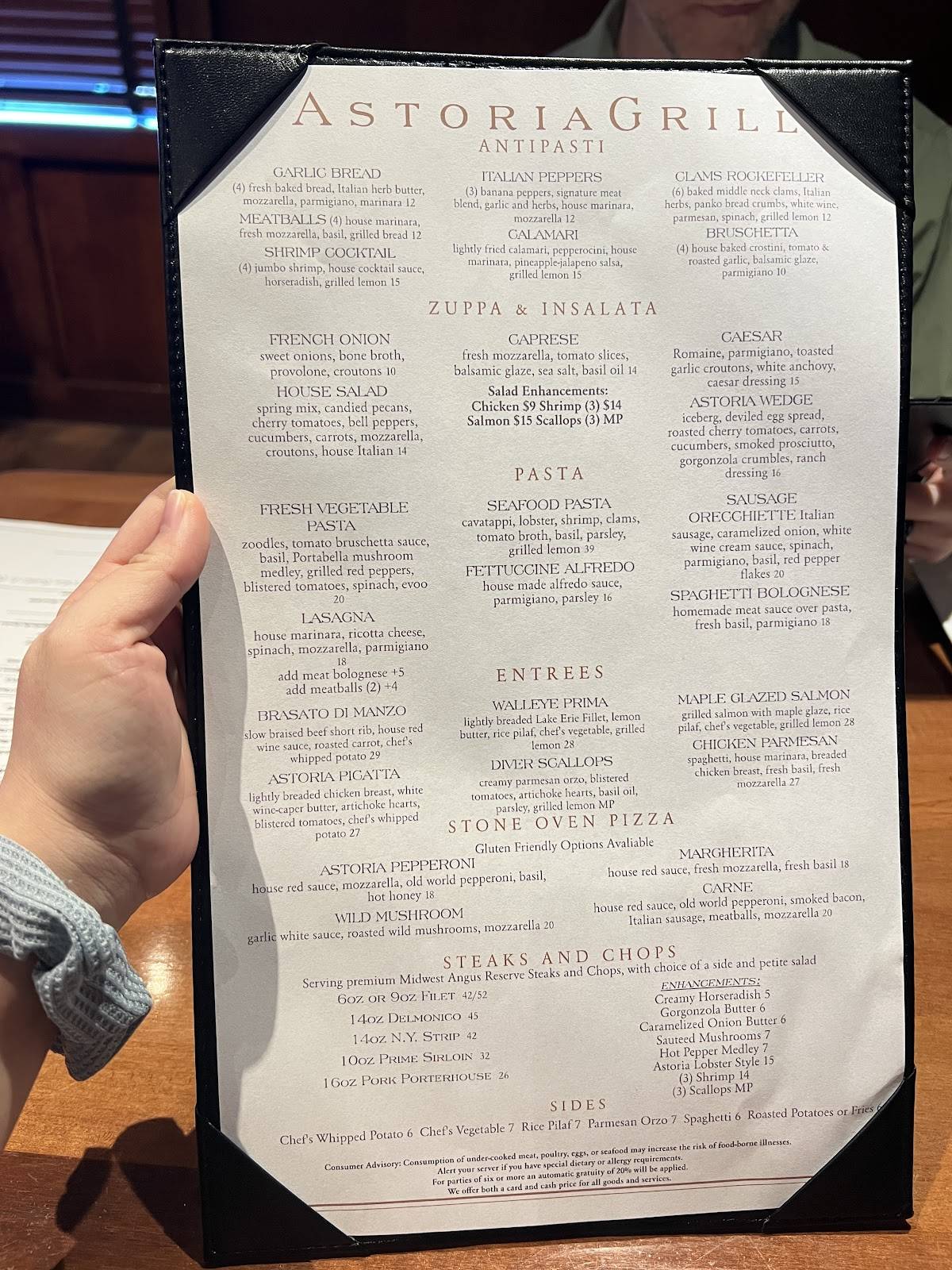 Menu at Astoria Grill pub & bar, Canton
