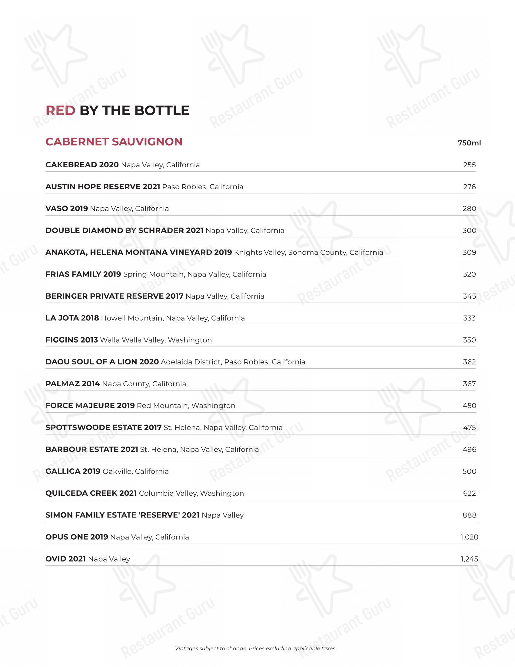 Menu at Atlas Steak + Fish pub & bar, Langley Township