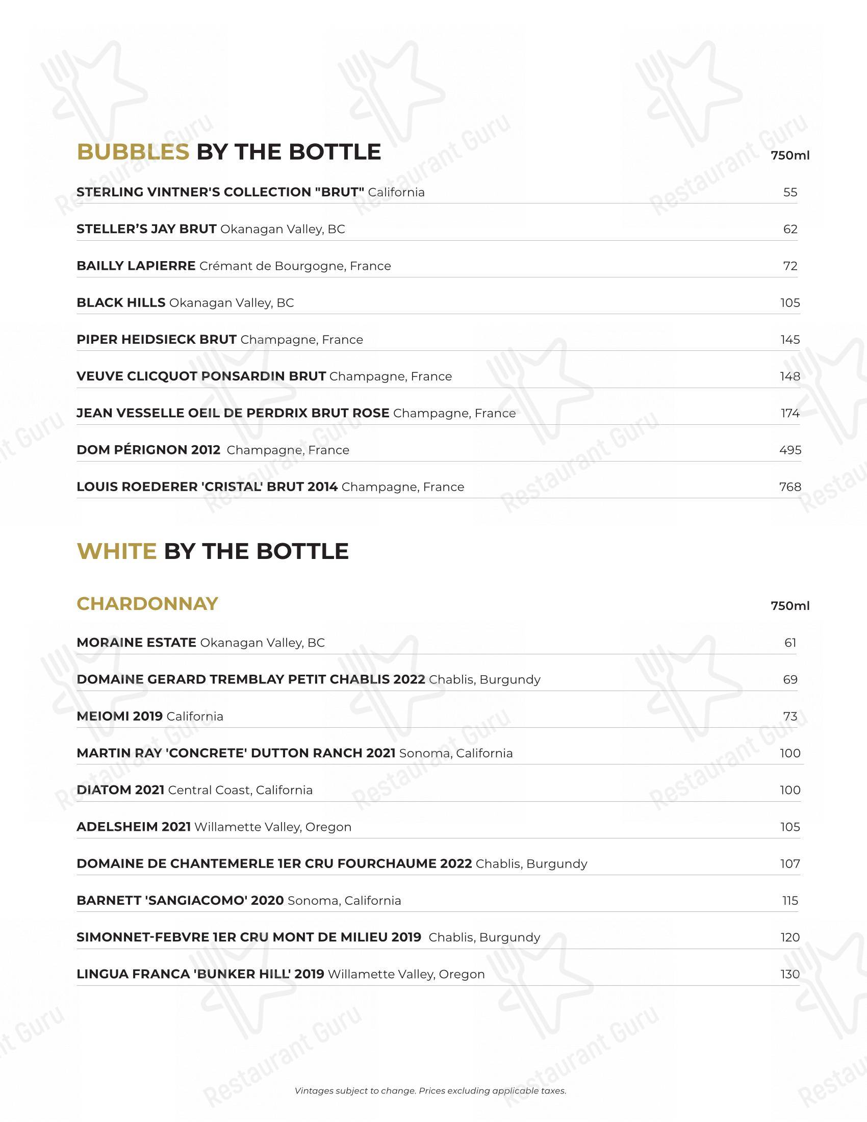 Menu at Atlas Steak + Fish pub & bar, Langley Township