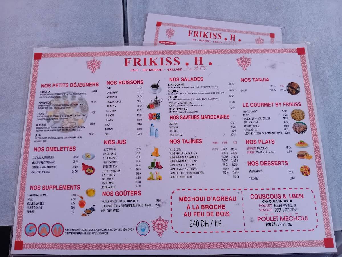 Menu at Atlas cherifia by frikiss restaurant, Marrakesh