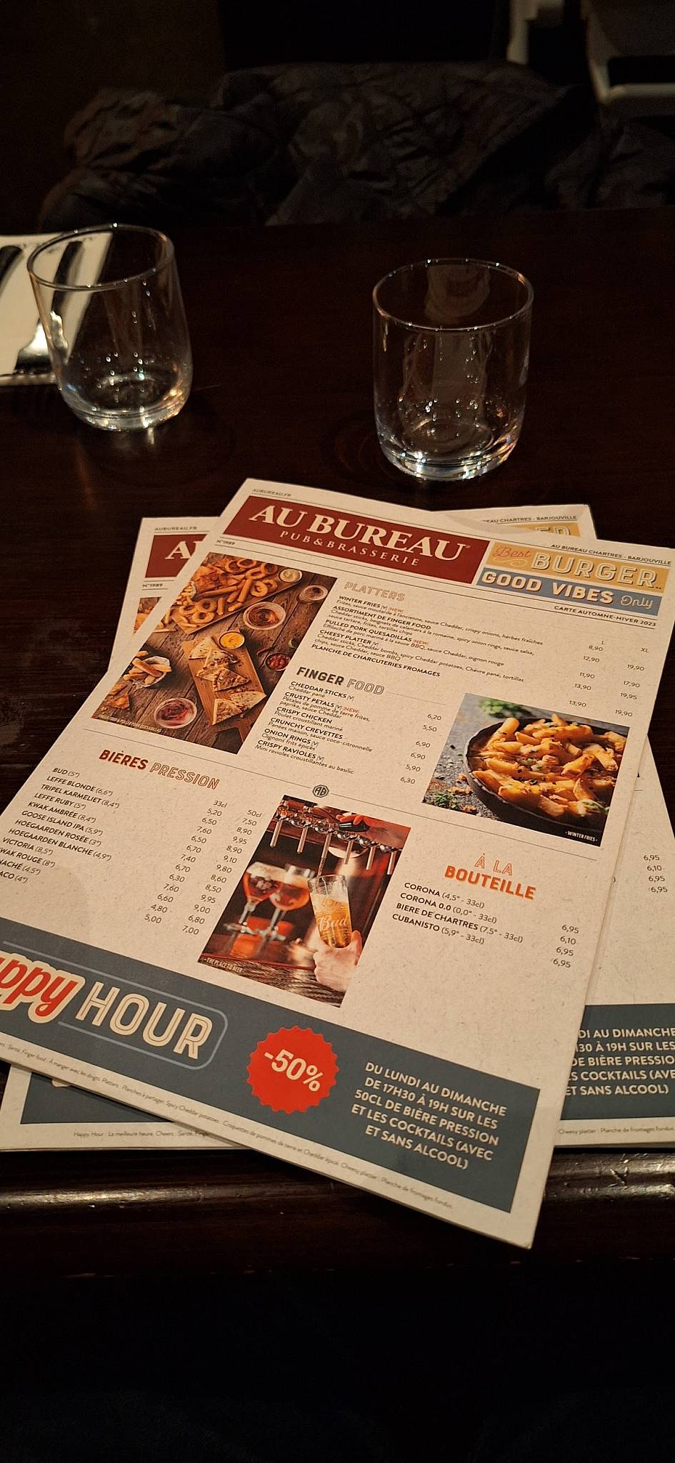 Menu au Au Bureau Chartres restaurant, Barjouville