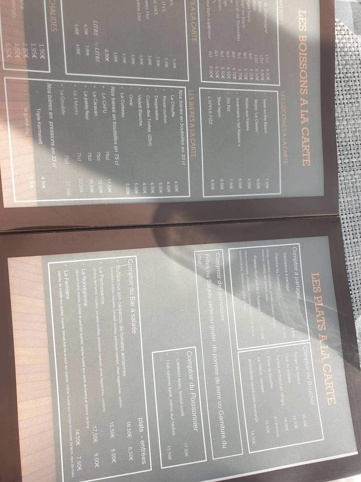 Menu au Auberge du Lac restaurant, Annay
