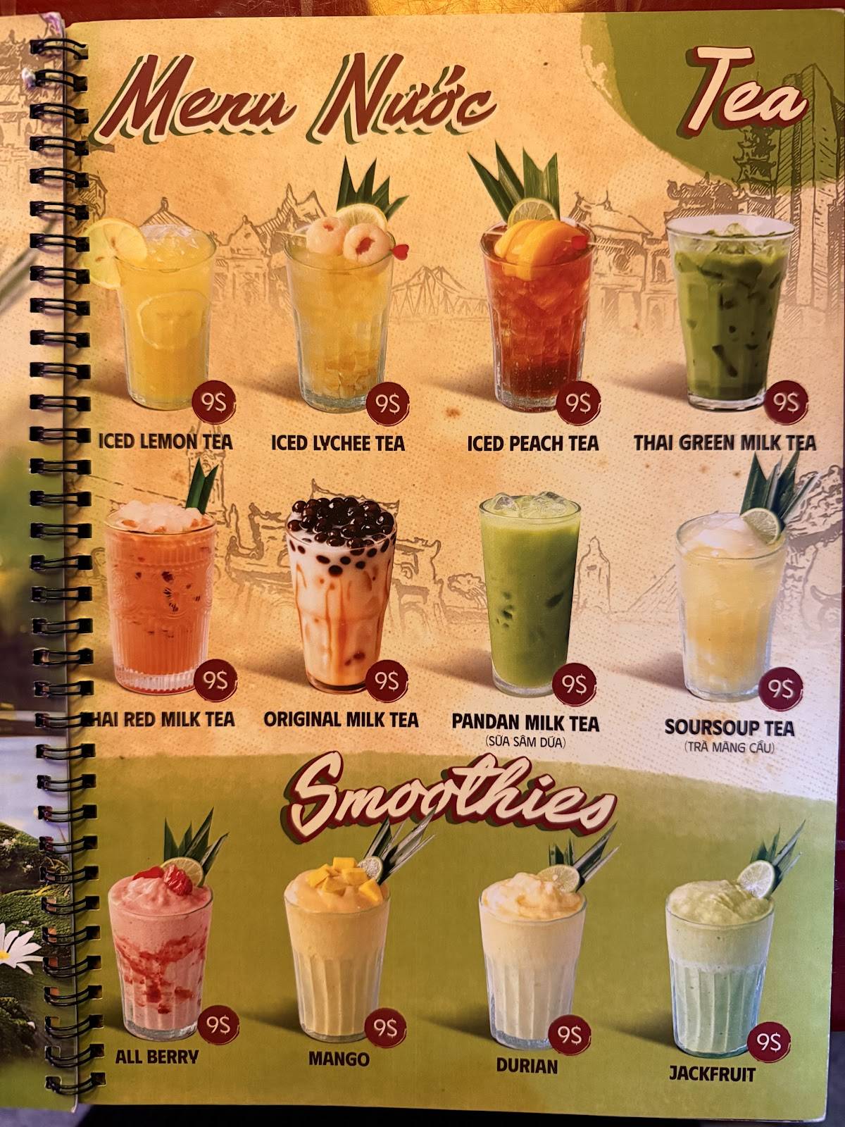 Menu at Vie Coffee and Vietnamese Street Food restaurant, Auckland