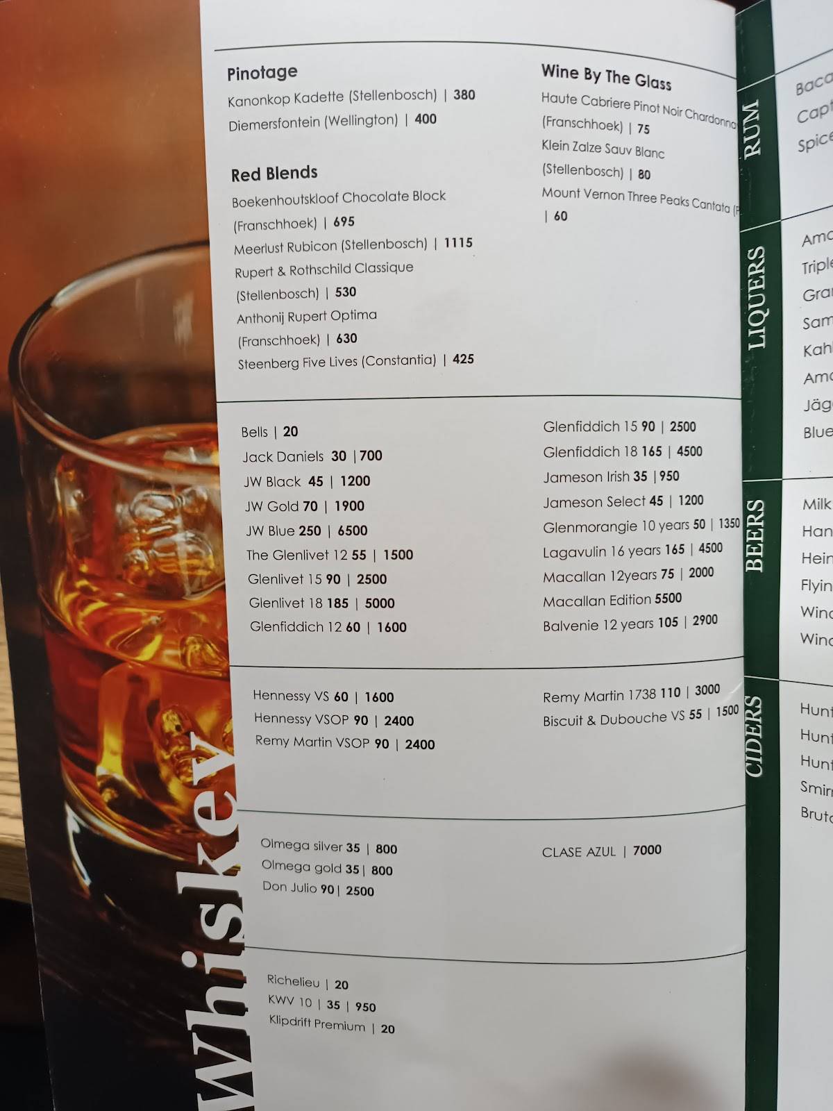Menu at Aura on Margate Beach restaurant, Margate