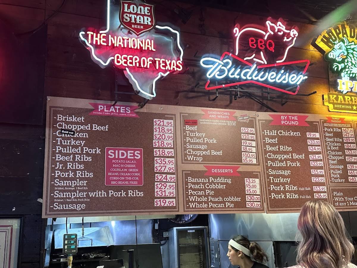Menu at Iron Works Barbecue, Austin