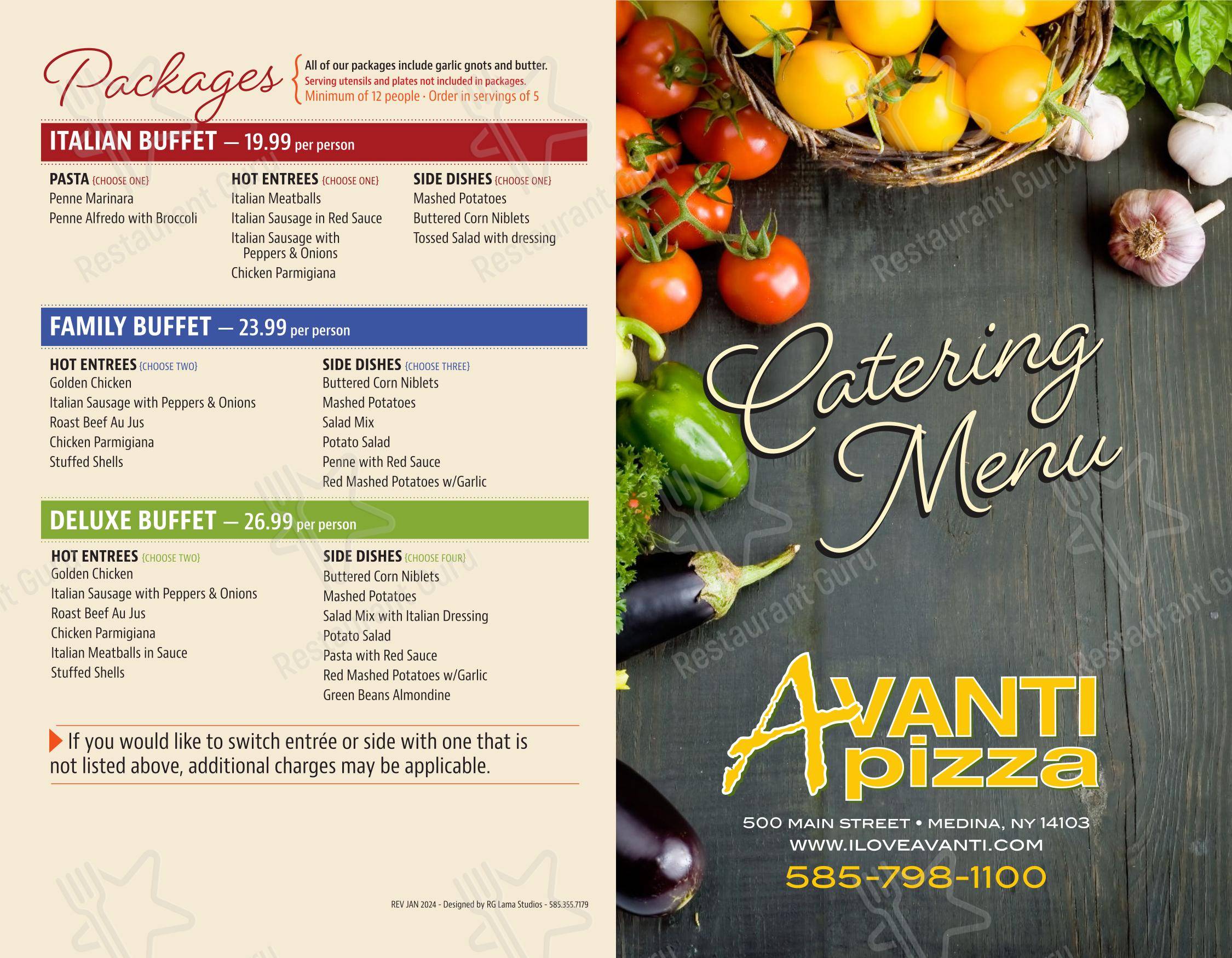 Menu at Avanti Pizza & Wood-Fired Kitchen pizzeria, Medina
