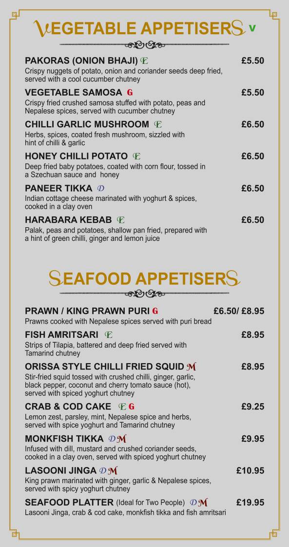 Menu at Avatar Dining Lutterworth restaurant, Lutterworth