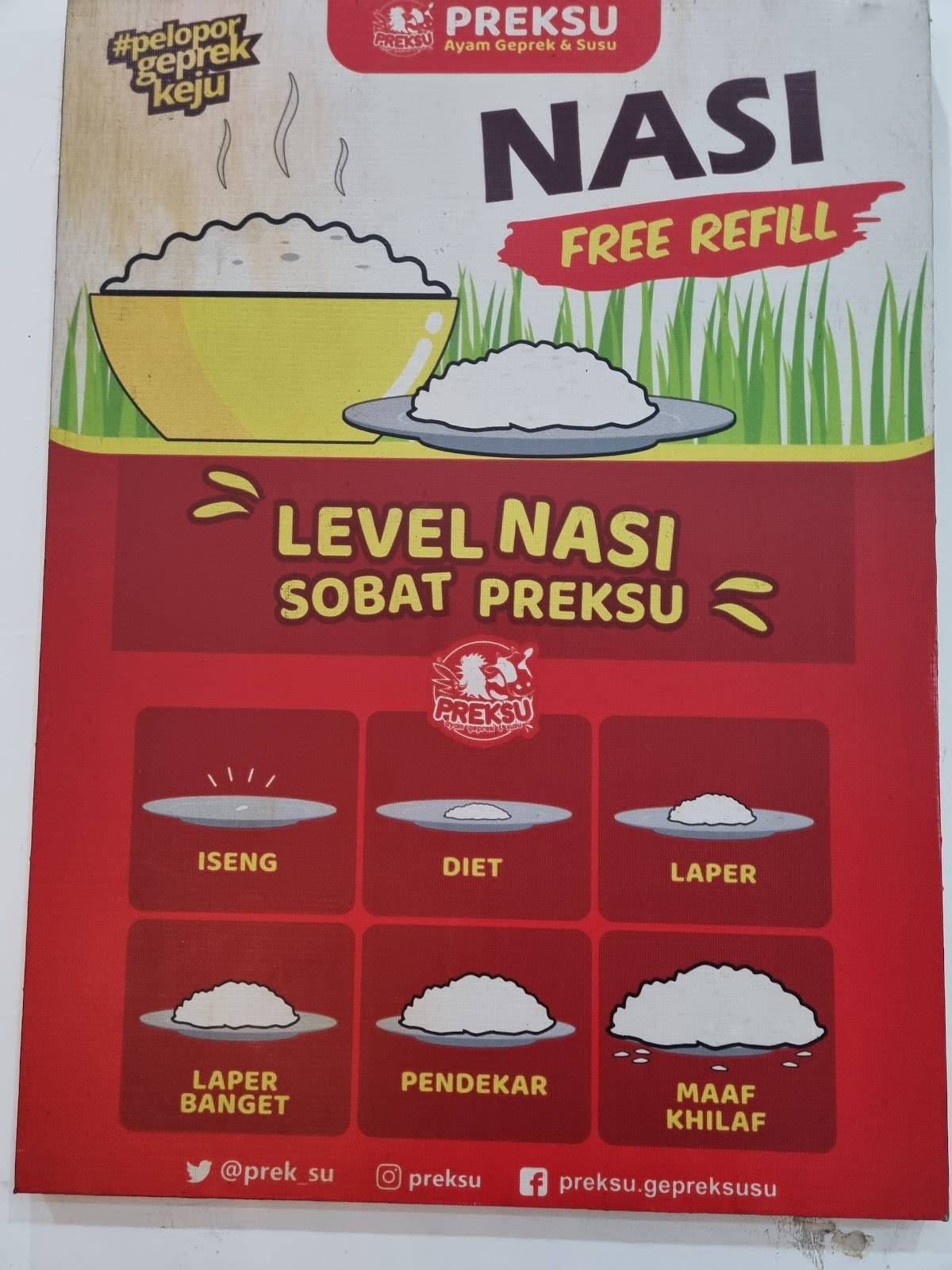 Menu at Ayam Geprek & Susu (PREKSU) restaurant, Malang