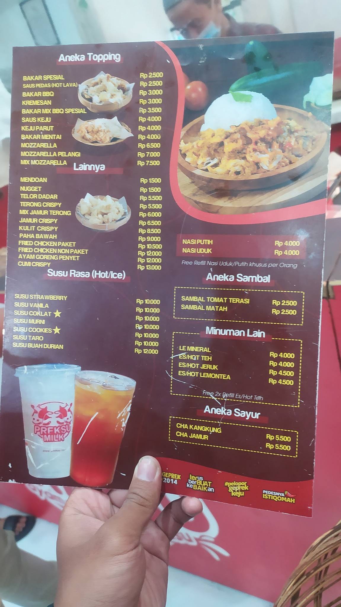 Menu at Ayam Geprek & Susu (PREKSU) restaurant, Malang