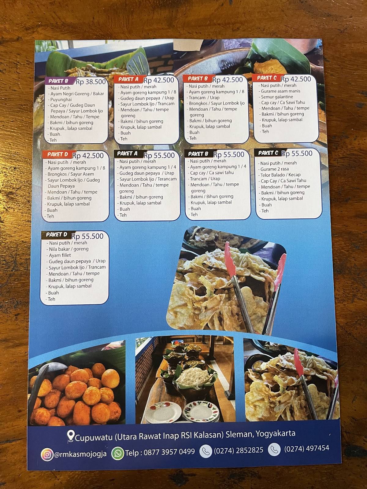 Carta del restaurante Ayam Goreng Kampung Kasmo, Tamanmartani, 6FG3+QWF