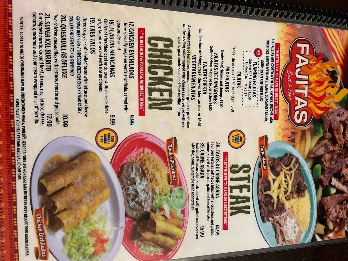 Menu at Aztecas Mexican Grill restaurant, Pell City