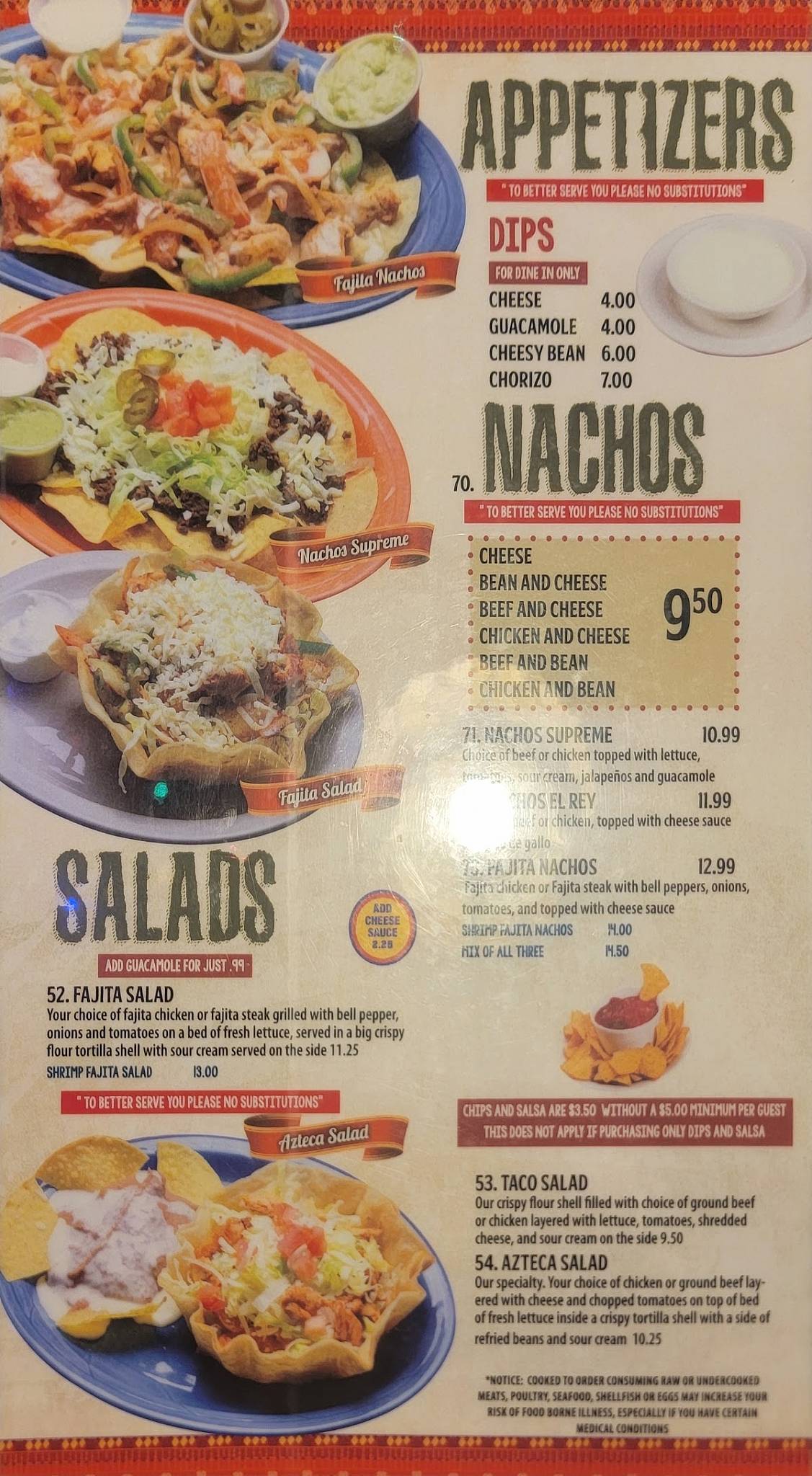 Menu at Aztecas Mexican Grill restaurant, Pell City