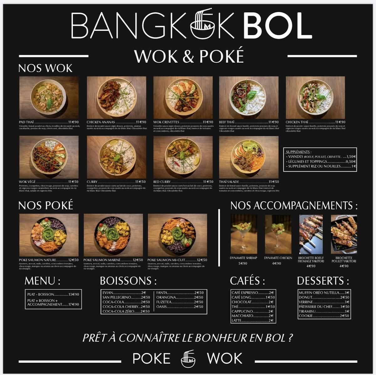 Menu at BANGKOK BOL restaurant, Toulouse