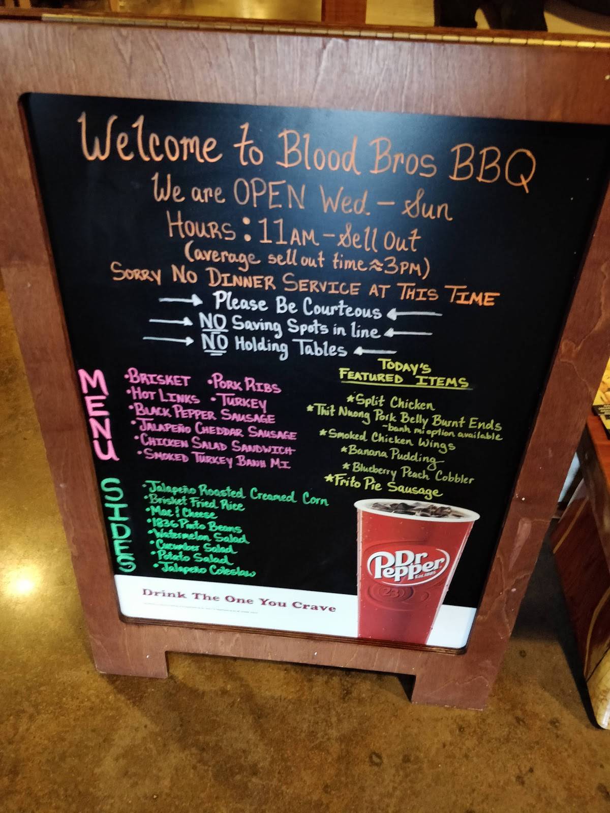 Menu at Blood Bros. BBQ, Bellaire, Bellaire Blvd