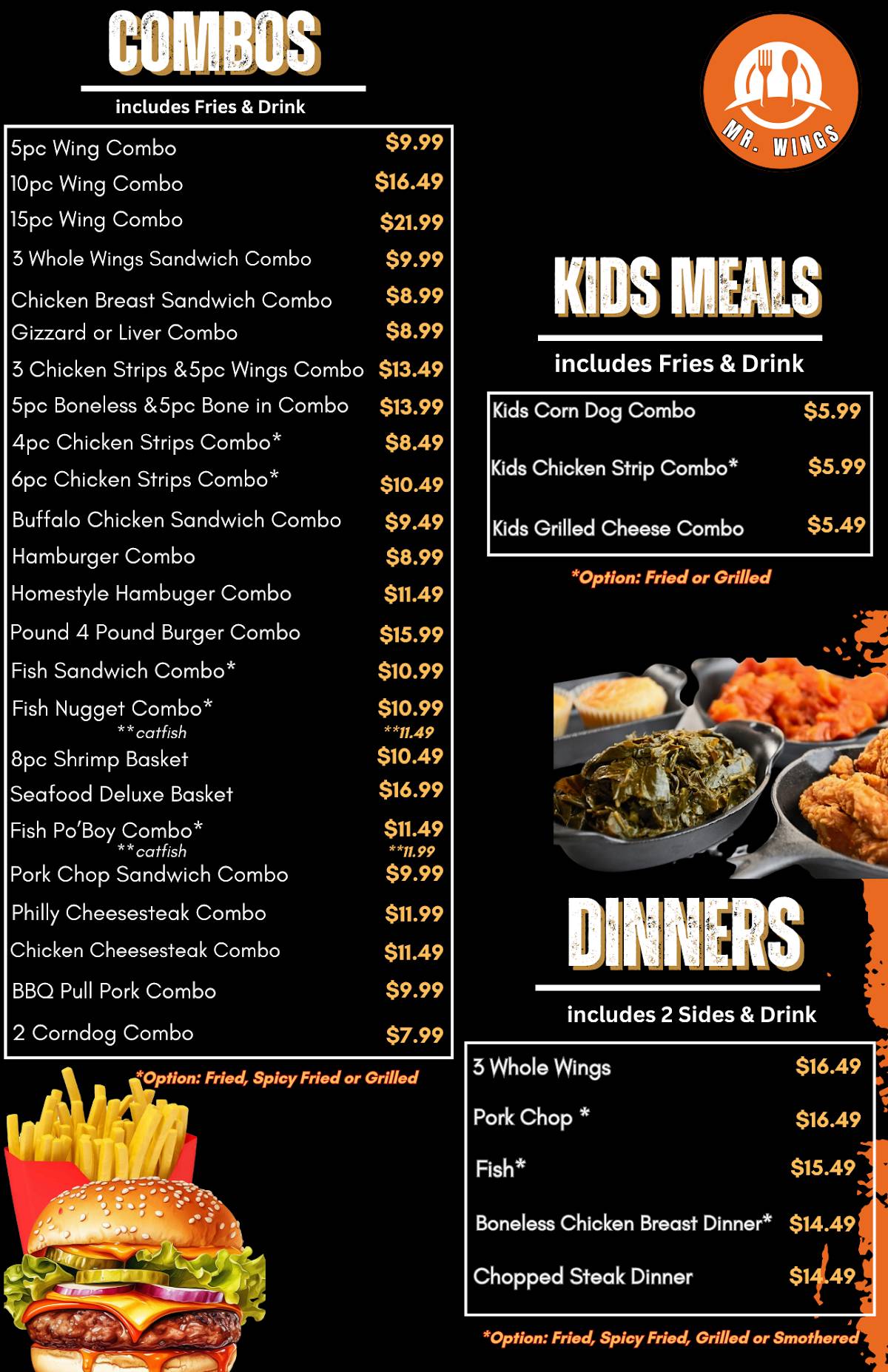 Menu at Mr. Wings BBQ, Pensacola, W Fairfield Dr