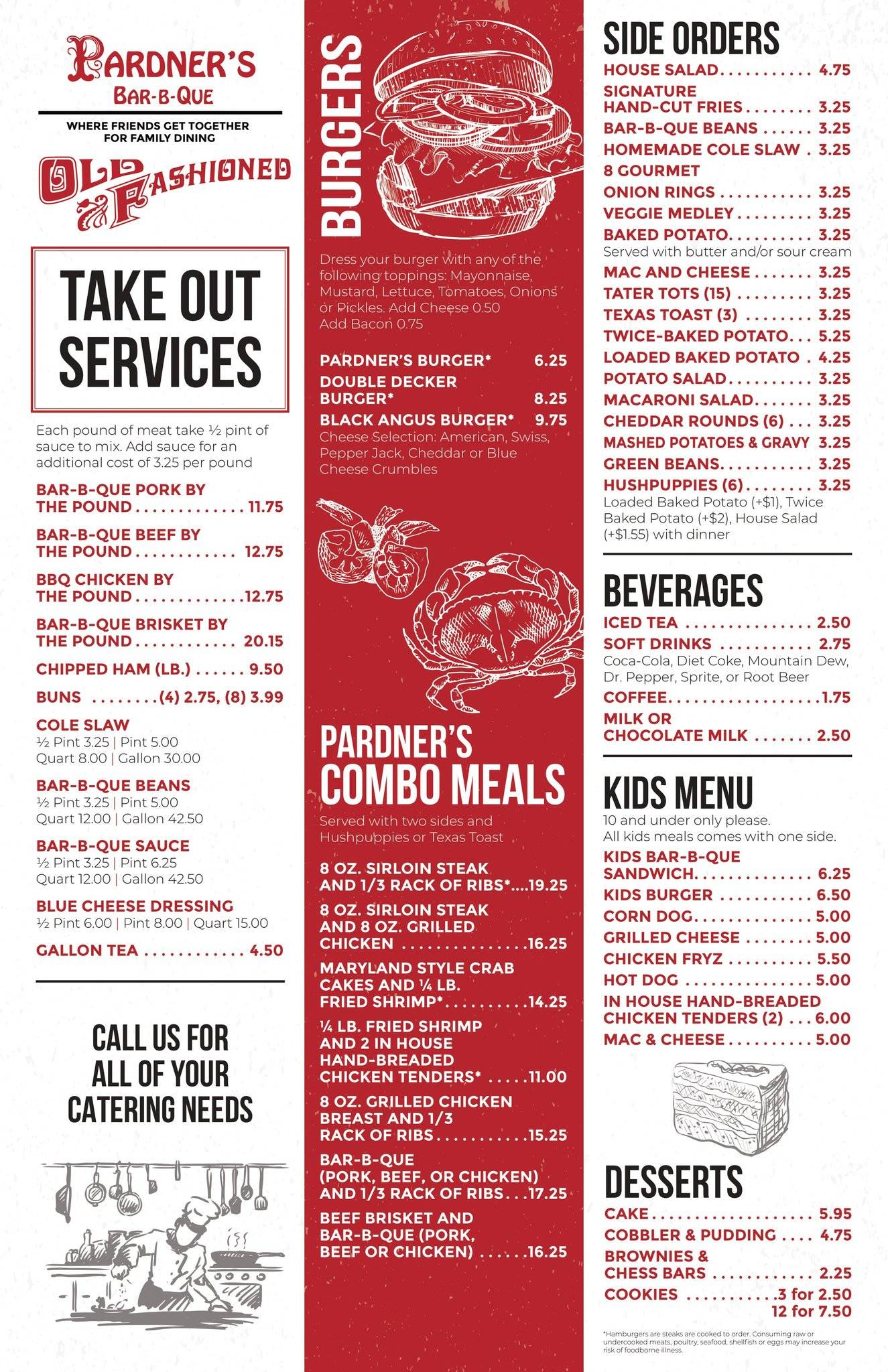 Menu at Pardner's Bar-B-Que, Piney Flats, Hwy 11 E